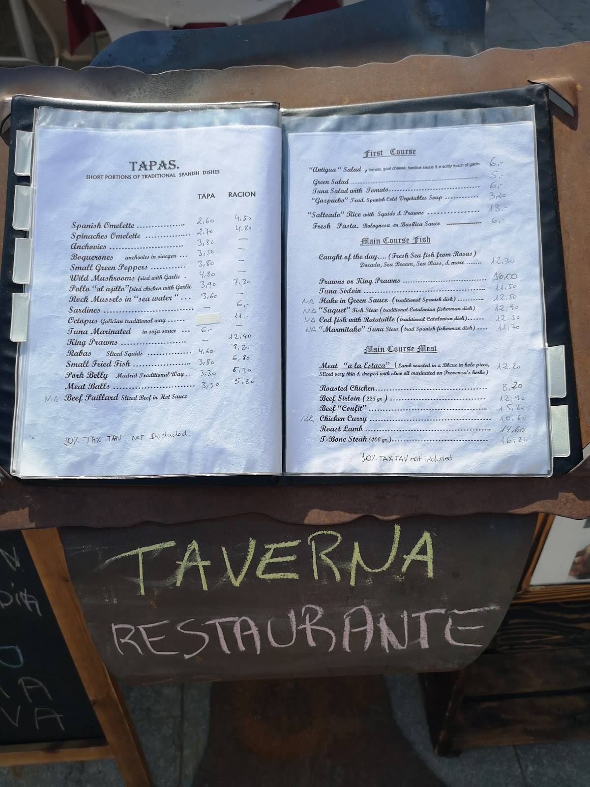 Carta de Taberna restaurante, Besalú