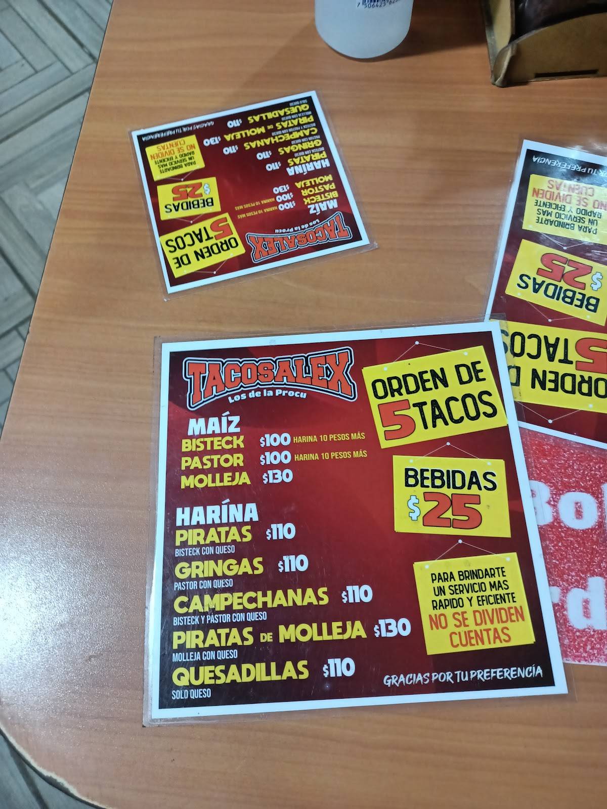 Carta del restaurante Tacos Alex "El Primo", Saltillo, Blvd. Pedro ...