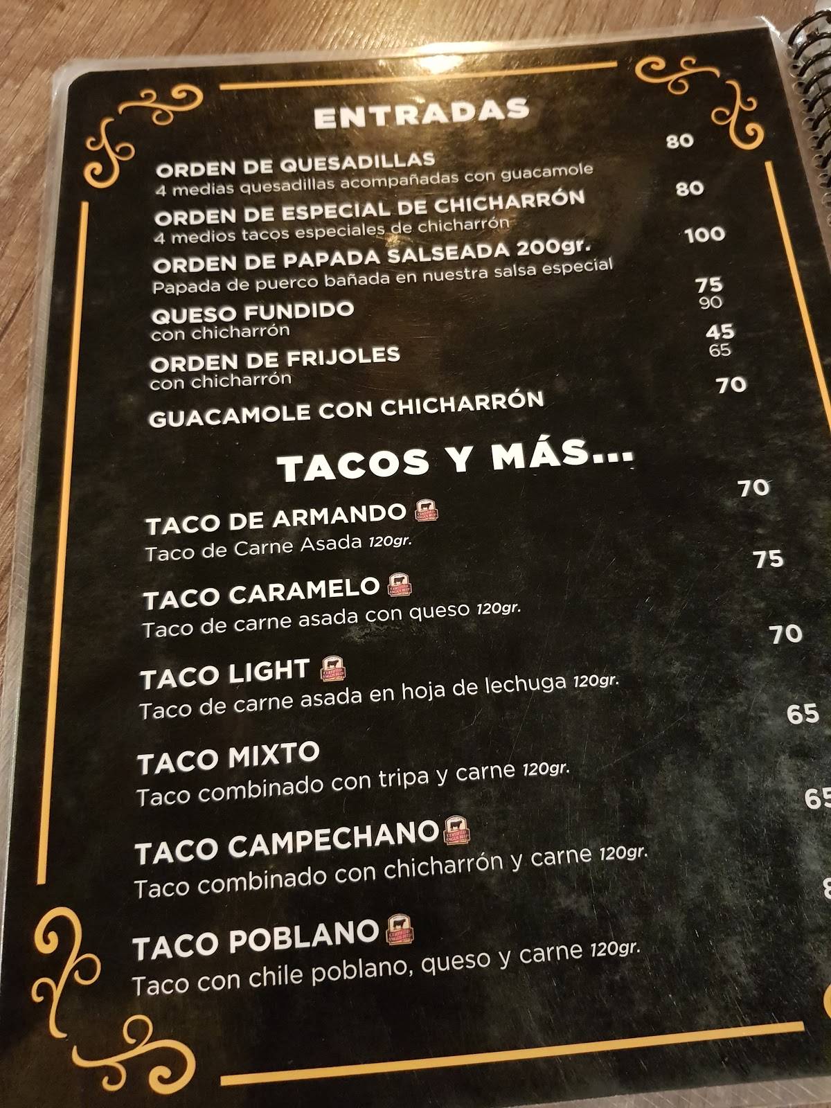 Carta del restaurante Tacos del Armando, Hermosillo