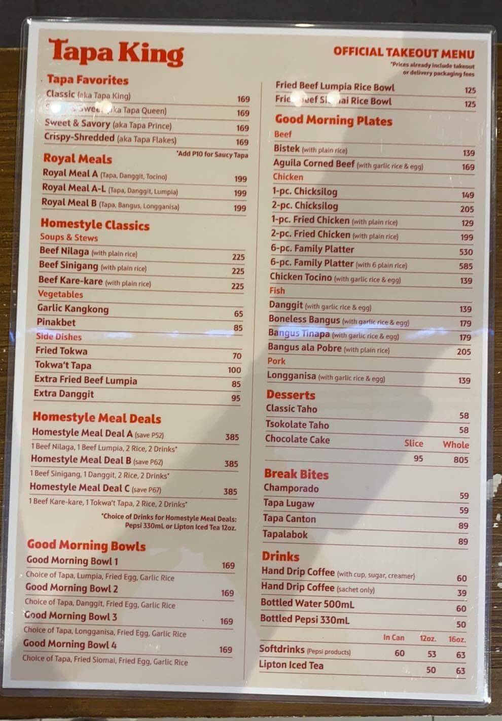Menu at Tapa King San Lorenzo Place Makati restaurant, Makati