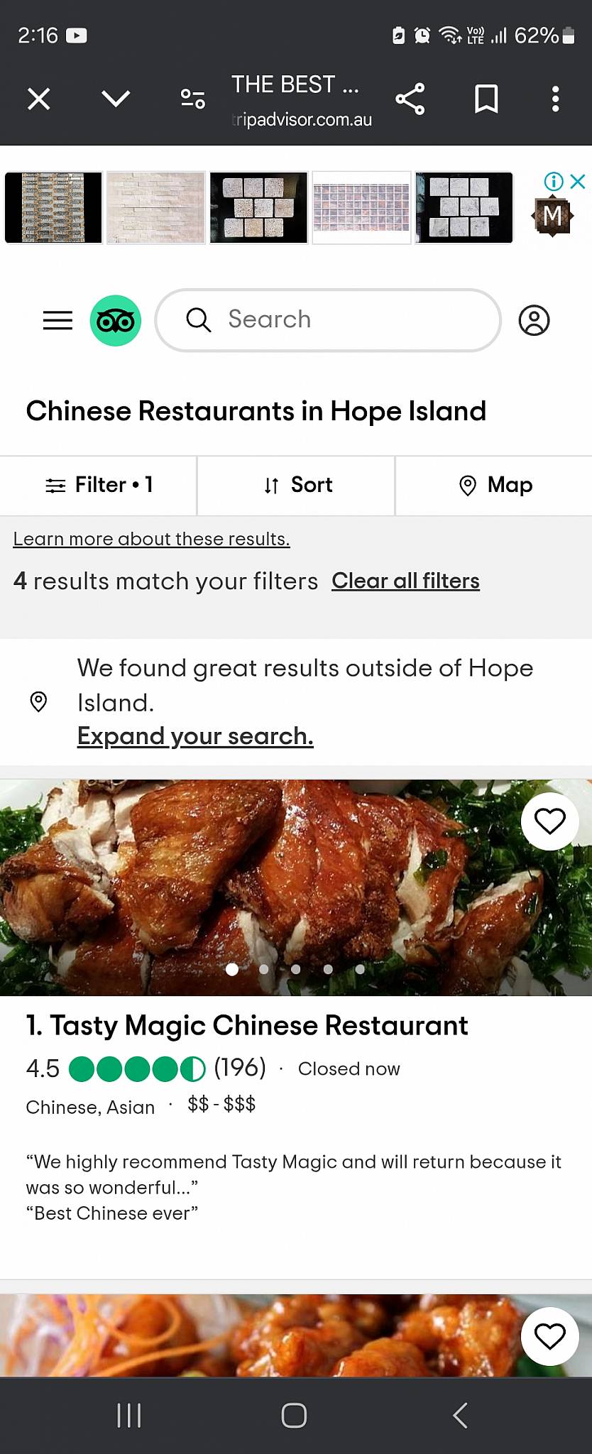 Menu at Tasty Magic Chinese Restaurant, Hope Island