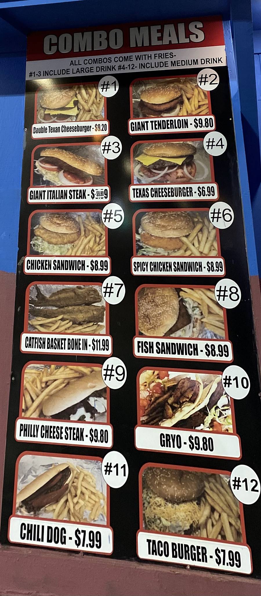 Menu at Texas Tom's restaurant, Kansas City, 709 Linwood Blvd