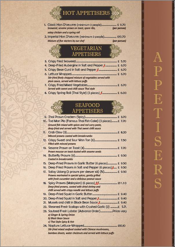 Menu at Thai Garden Cuisine restaurant, Rothwell