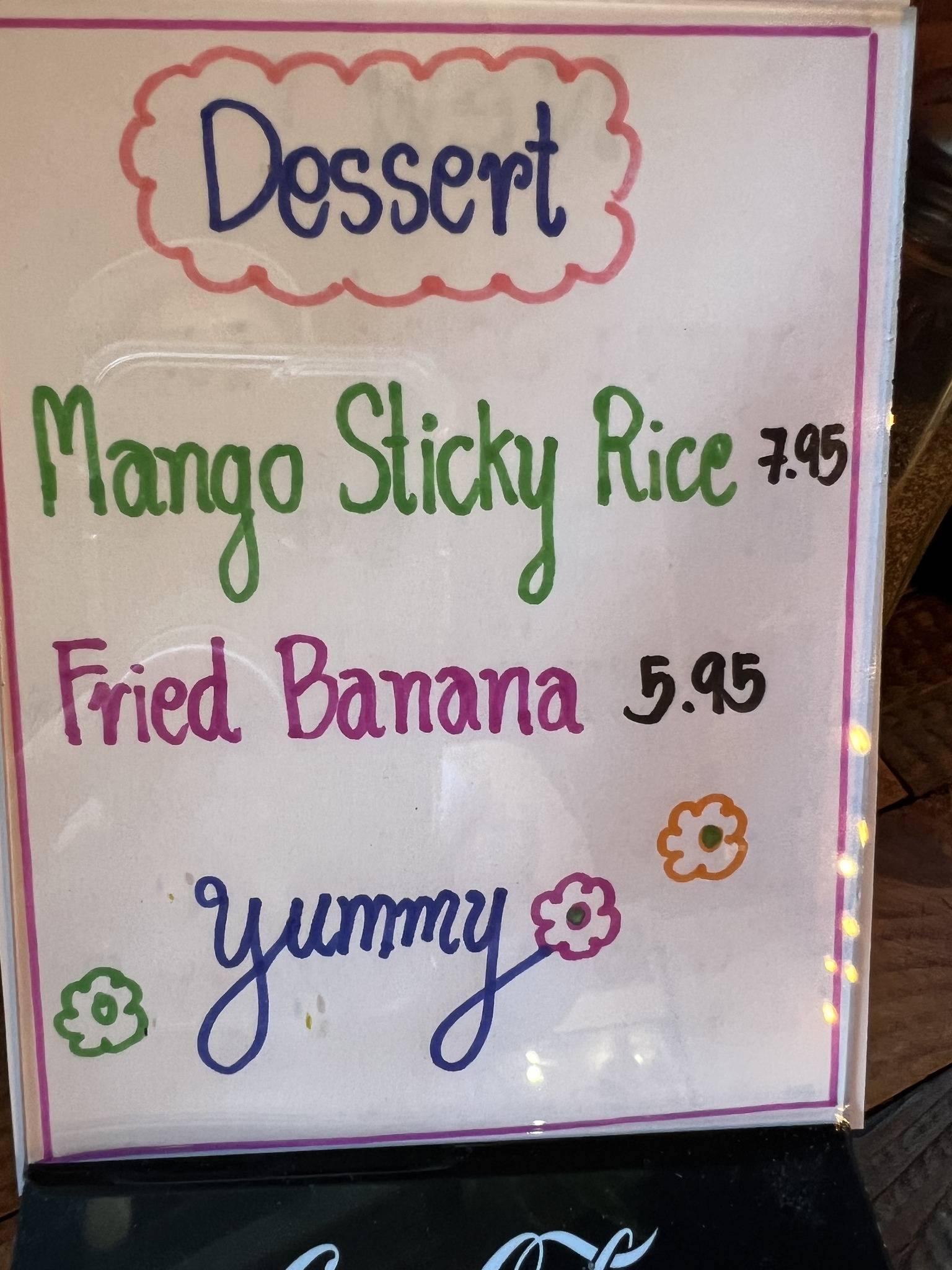 Menu at Thai Riverside restaurant, Kingsport