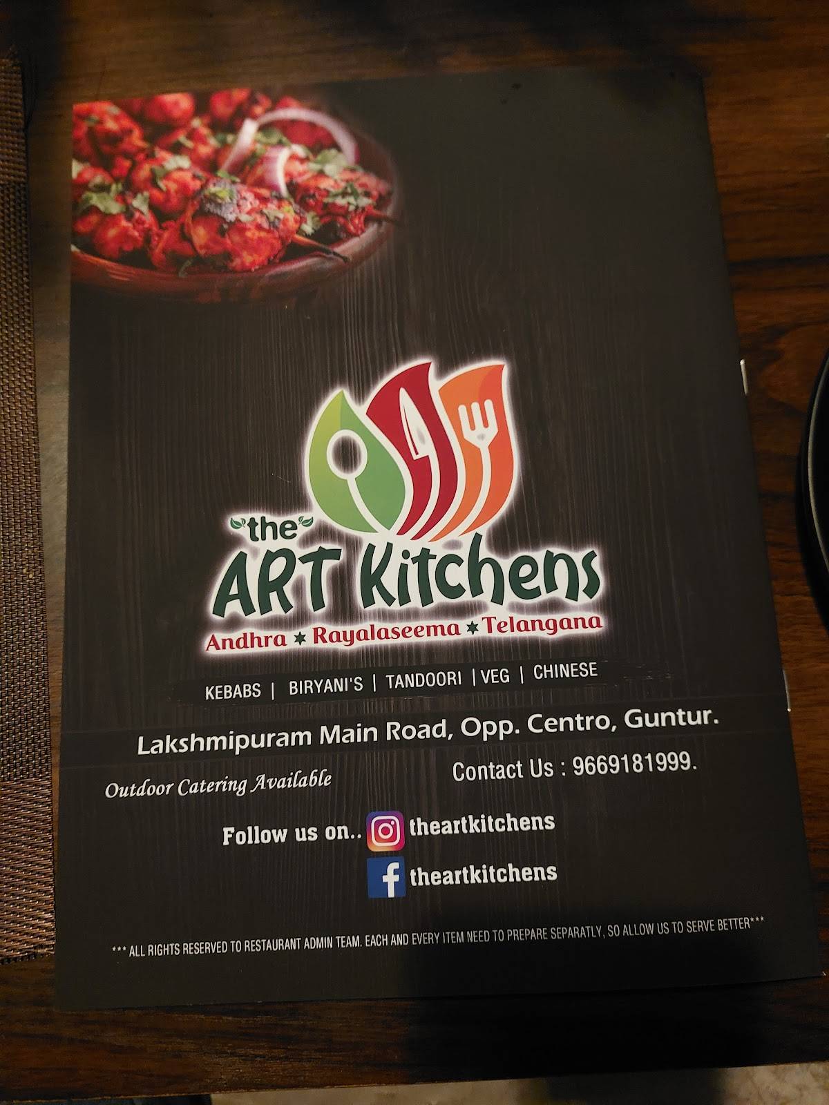 Menu at The ART Kitchens, Guntur