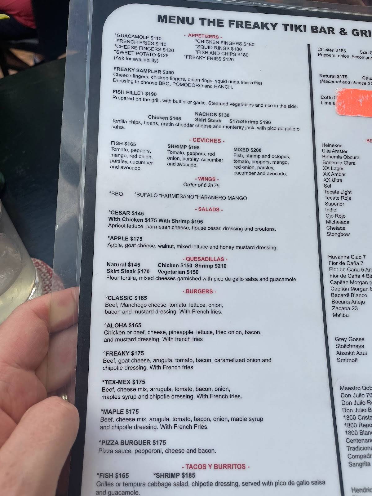 Menu at The Freaky Tiki Bar & Grill, Playa del Carmen, Quinta Avenida ...