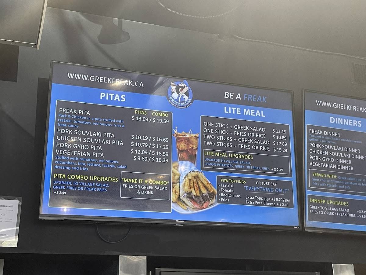 Menu at The Greek Freak - Wilson restaurant, Toronto, 424 Wilson Ave