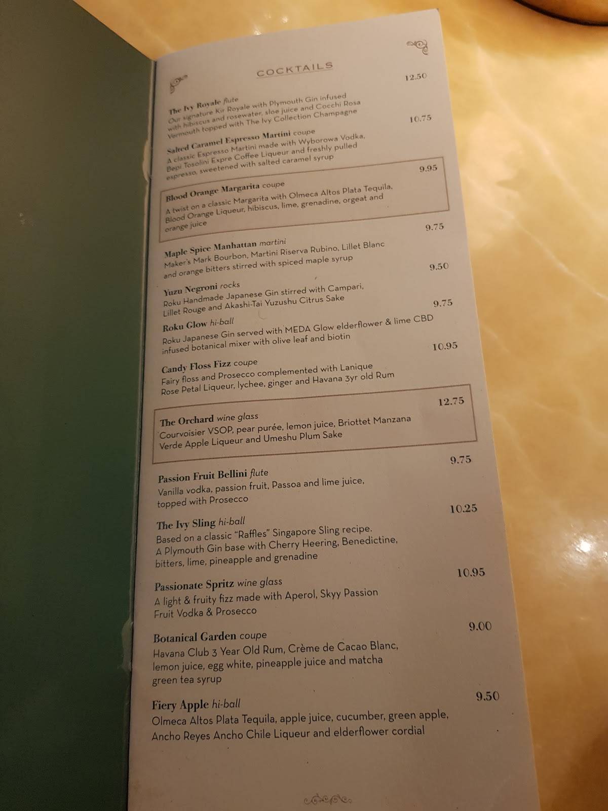 Menu at The Ivy Cambridge Brasserie restaurant, Cambridge