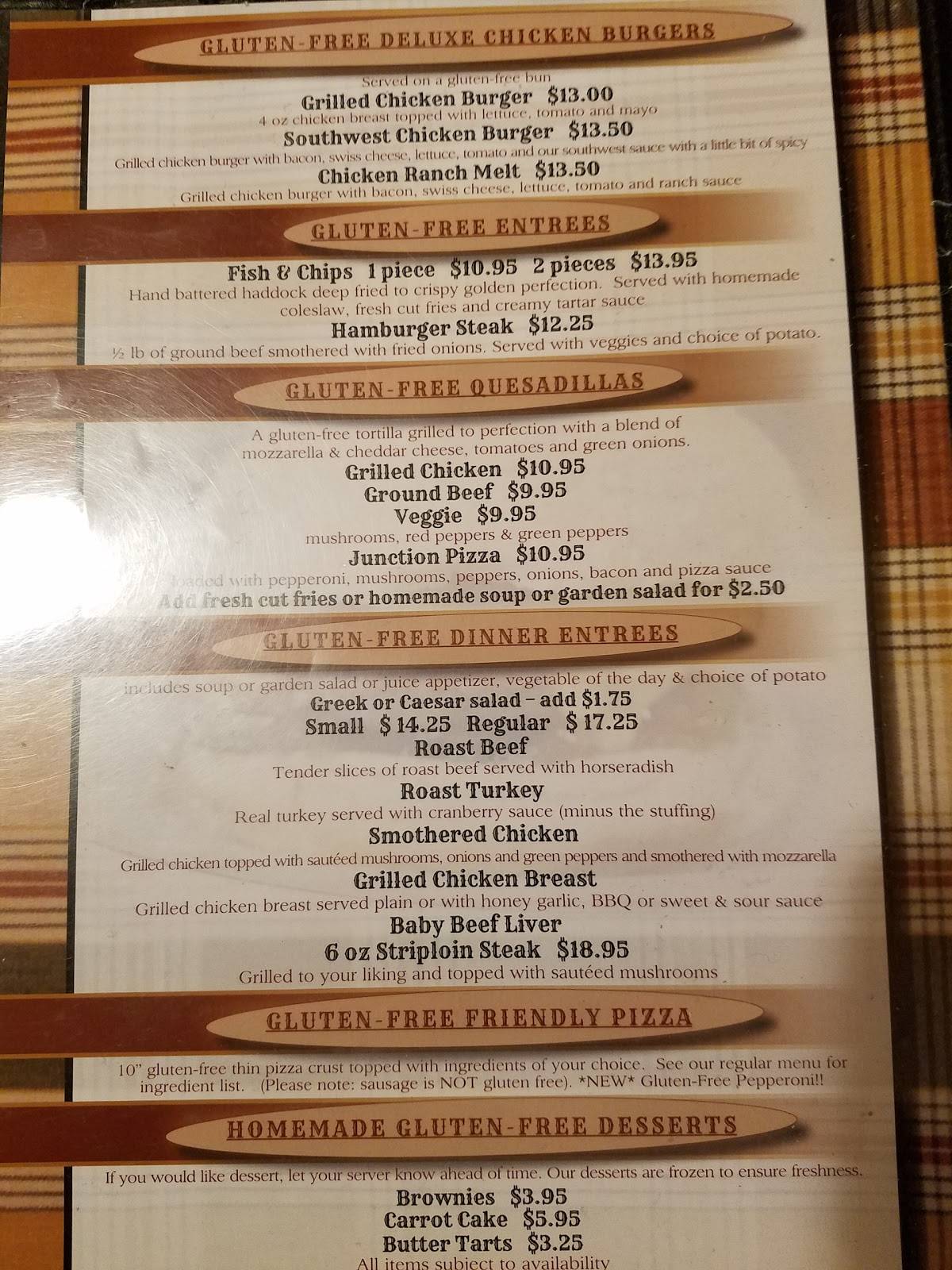 Menu at The Junction Restaurant, Seeley's Bay, 295 ON-15