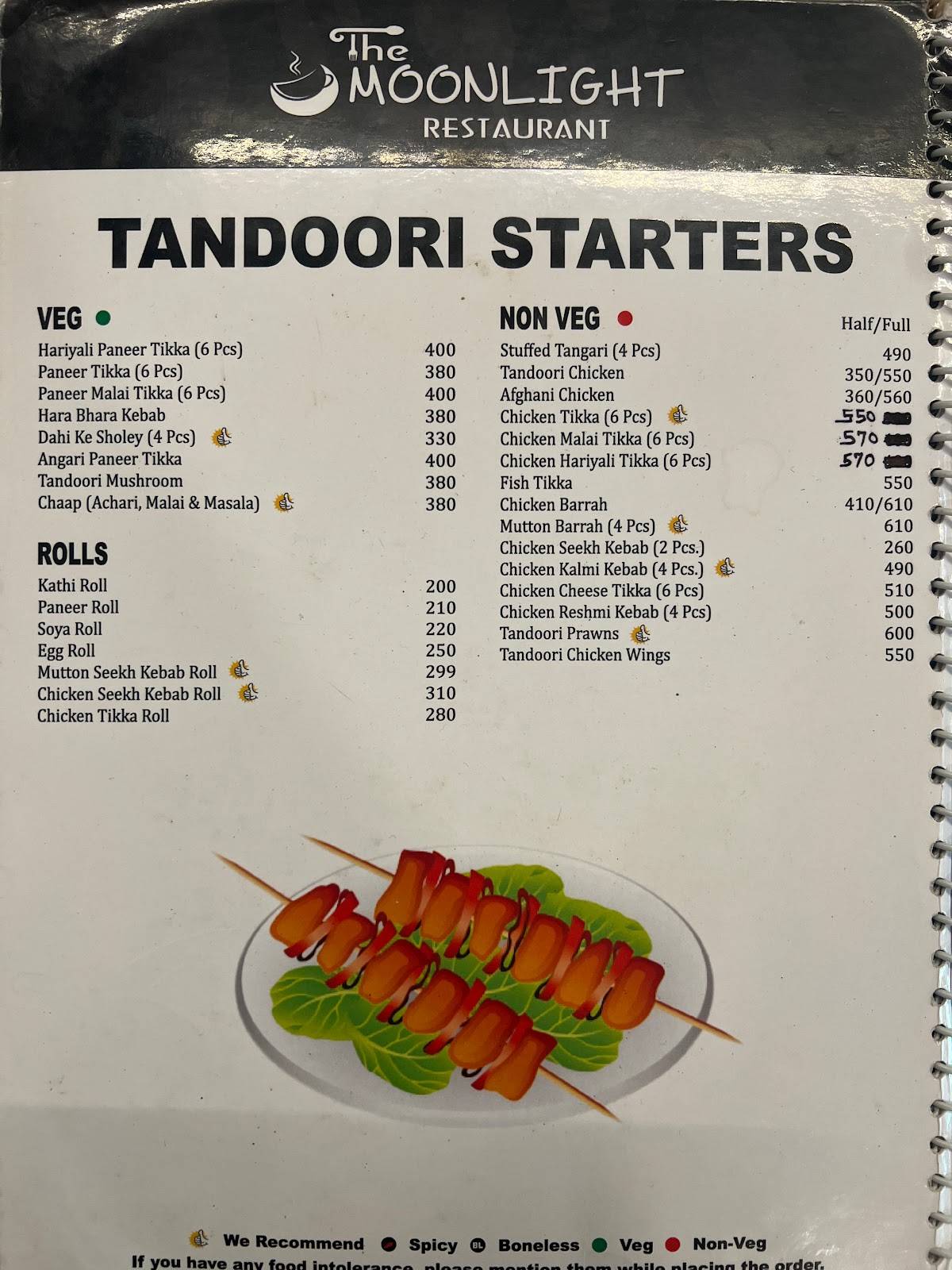 Menu at The Moonlight Restaurant, Nainital