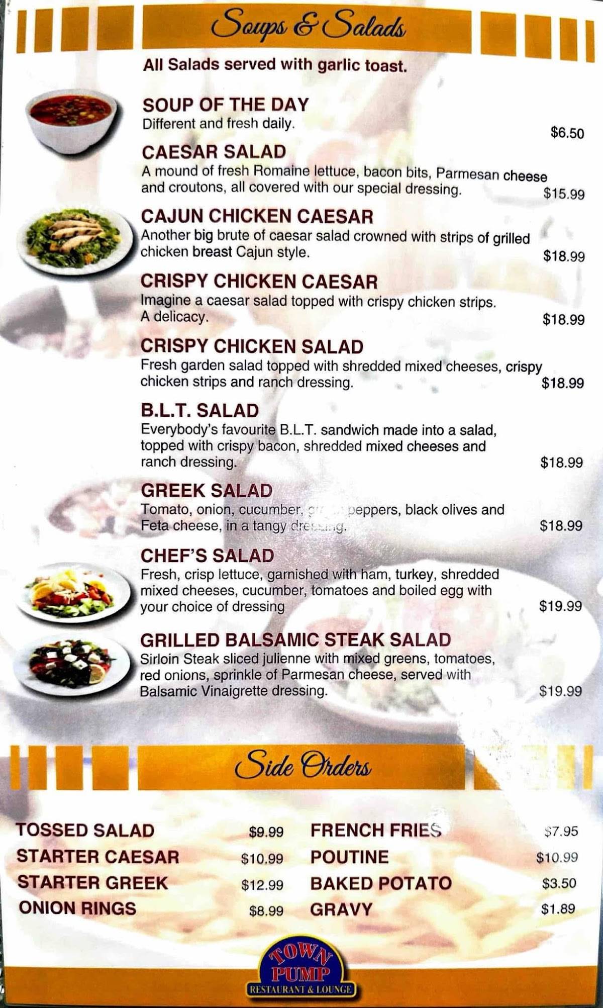 Menu at The Town Pump Restaurant and Lounge, Stettler, 50 Ave
