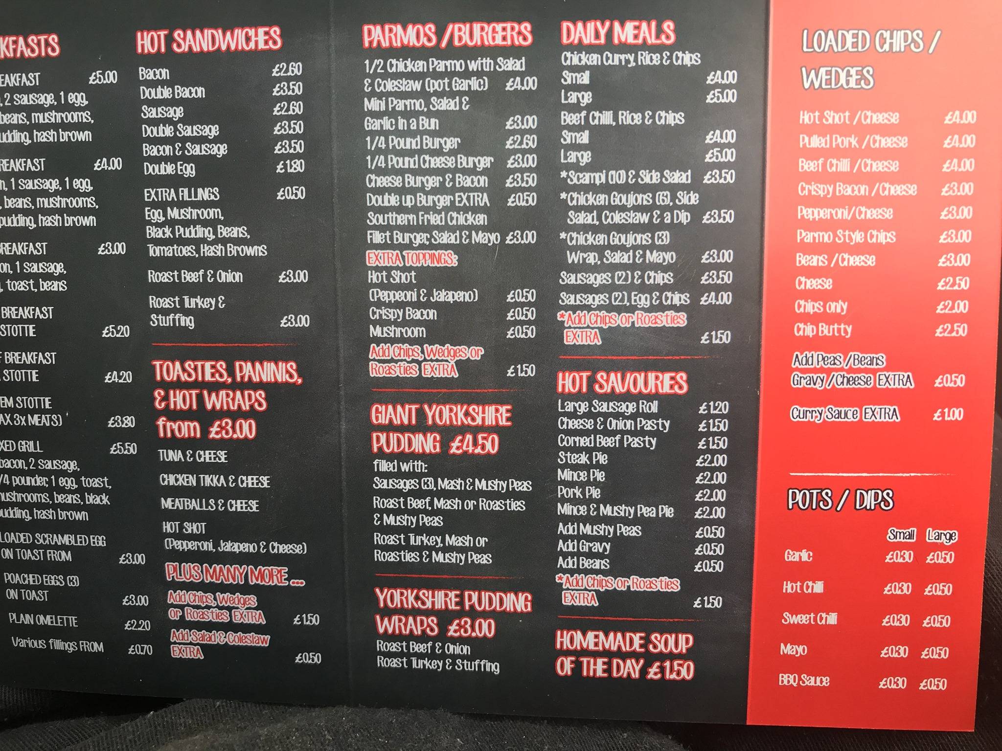 Menu at The Tuck In Cafe Billingham, Billingham