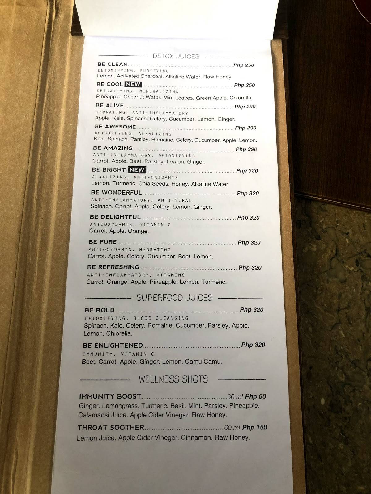 Menu at The Wholesome Table BGC restaurant, Taguig, Central Square