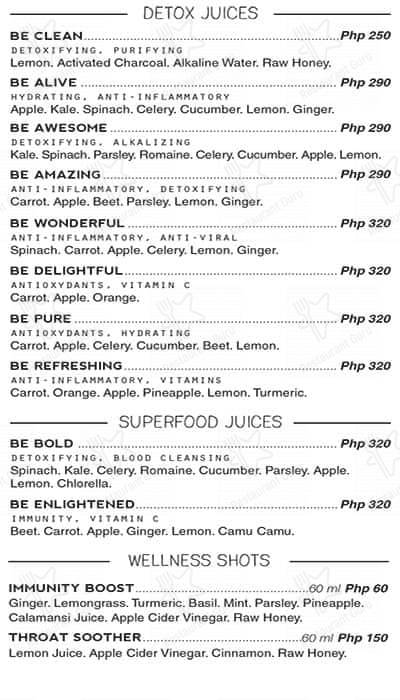 Menu at The Wholesome Table BGC restaurant, Taguig, Central Square