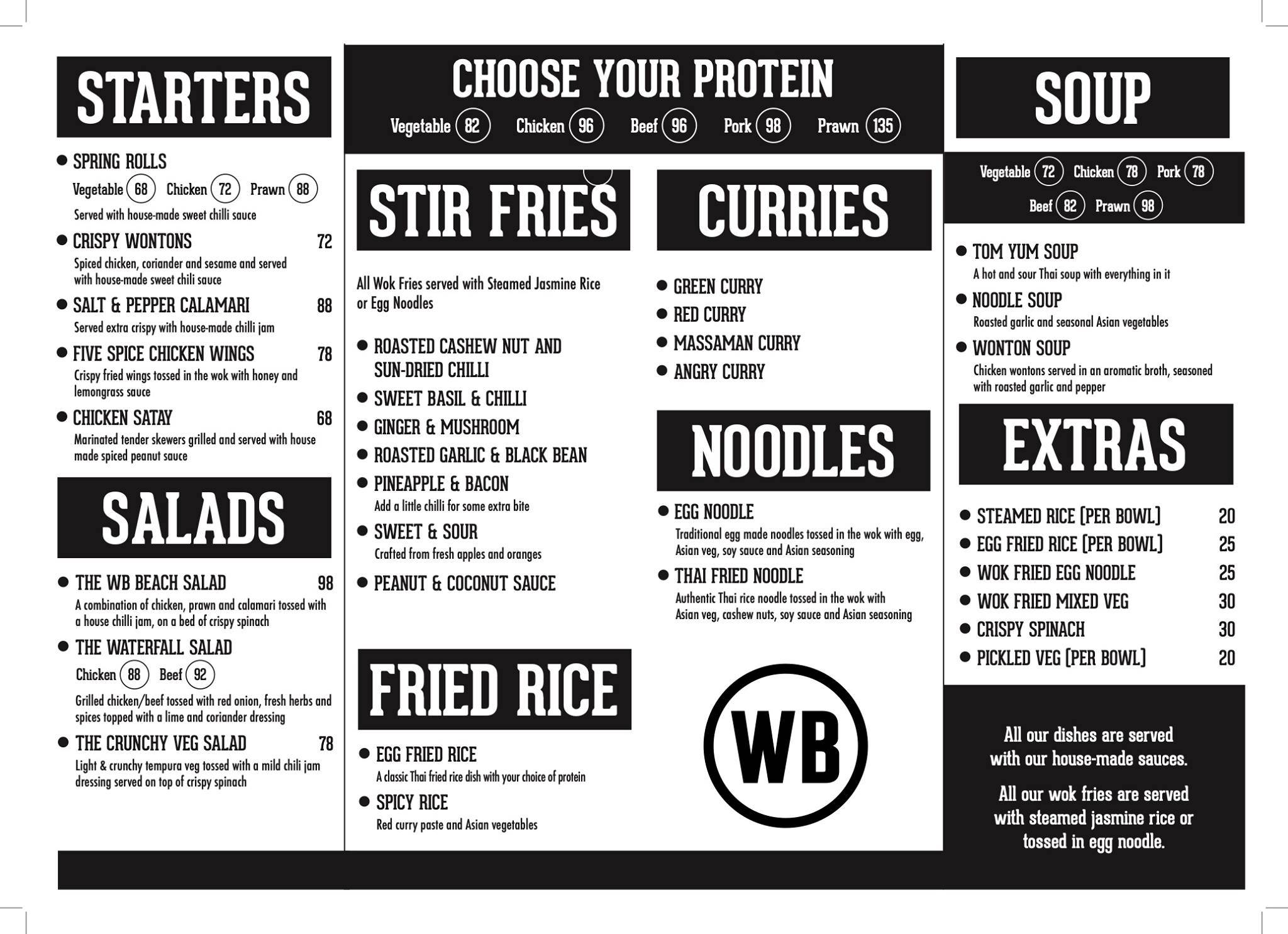 Menu at The Wok Box restaurant, Durban