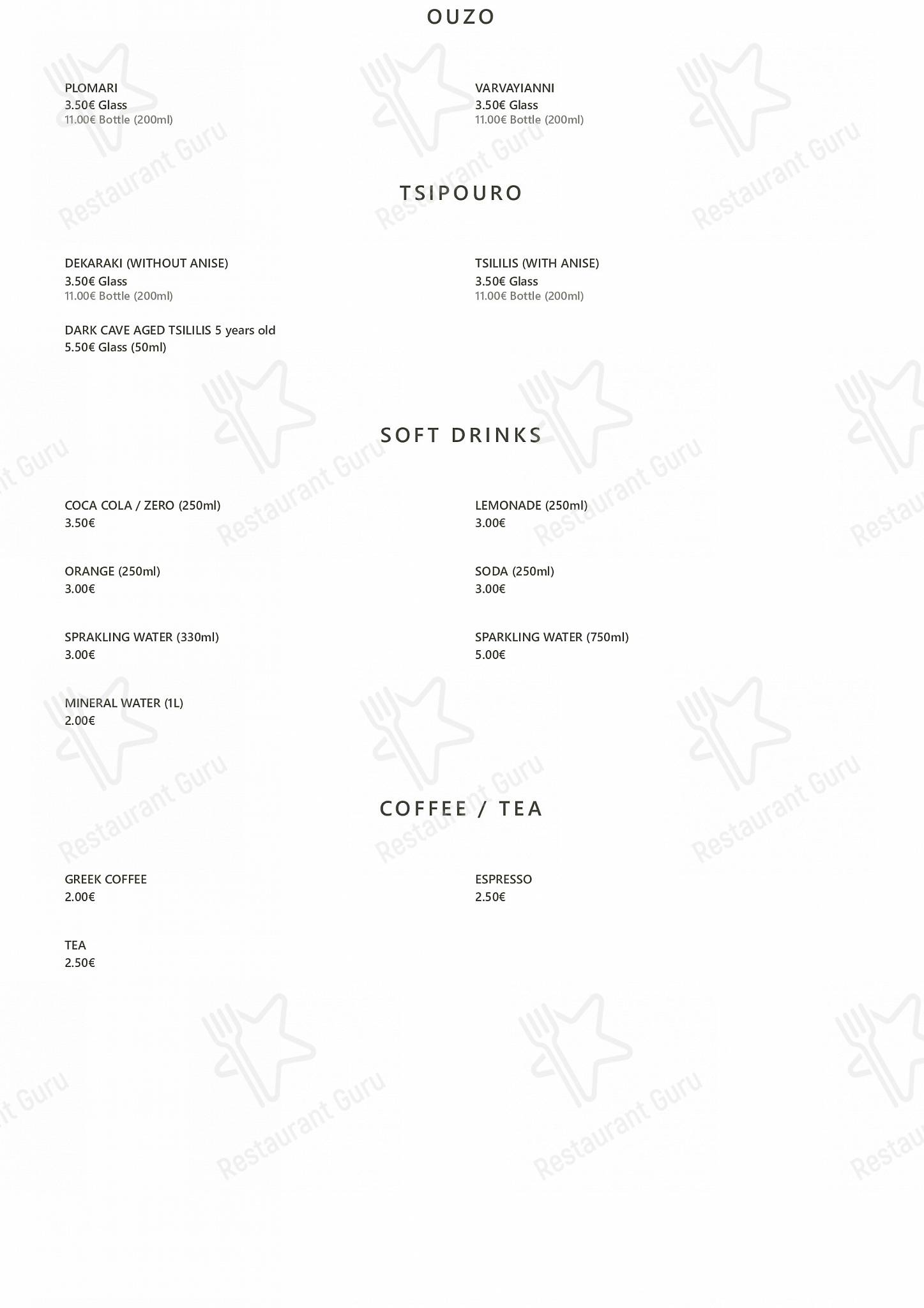 Menu at Thes ''Greek Creative Cuisine'', Athens