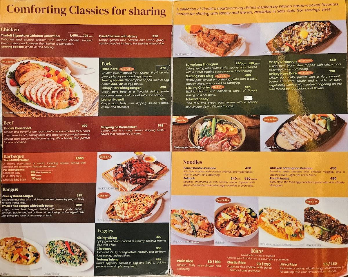Menu at Tindeli Filipino Deli & Cafe by Chef Tatung, Quezon City
