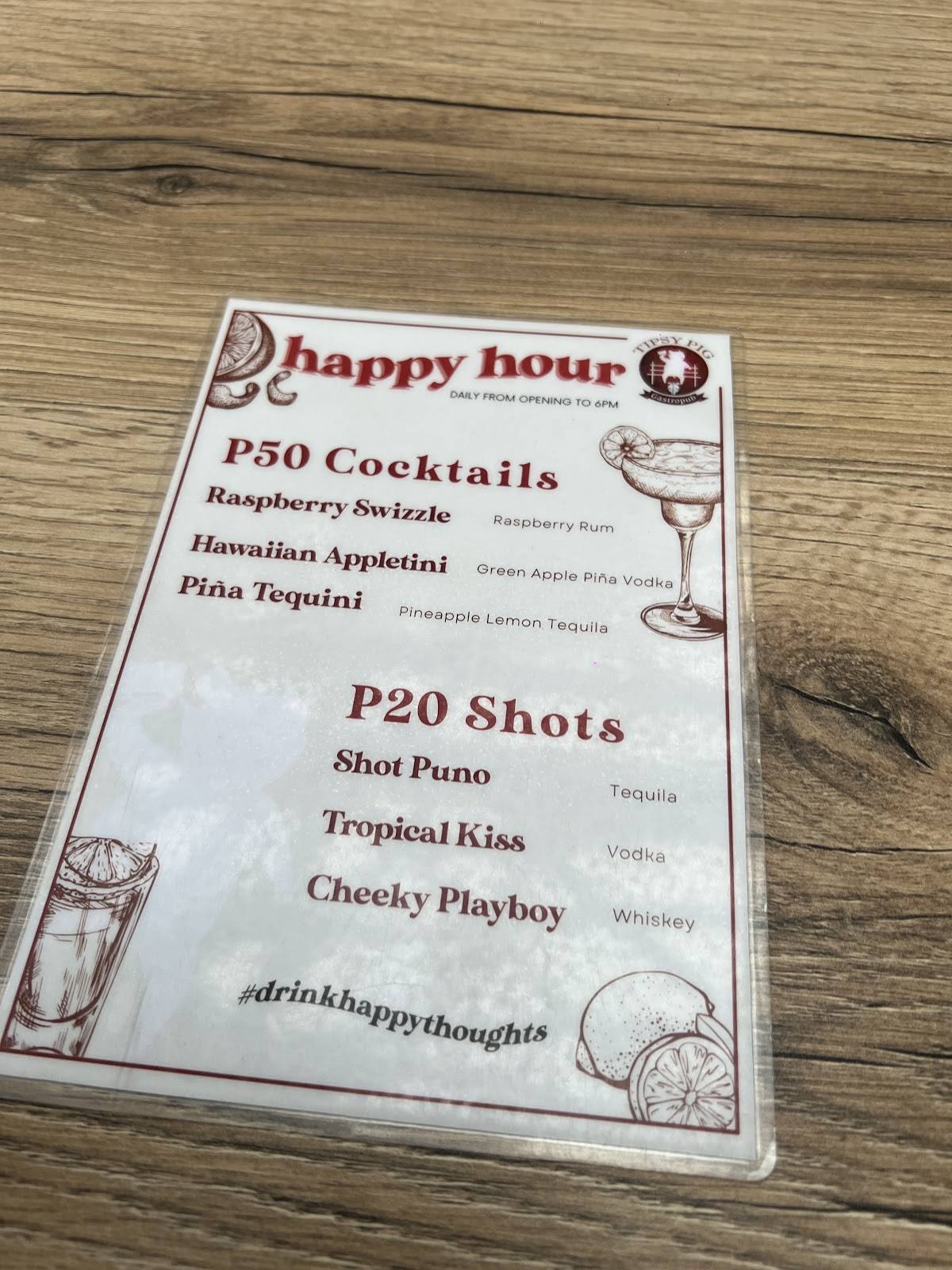 Menu at Tipsy Pig Alabang, Muntinlupa