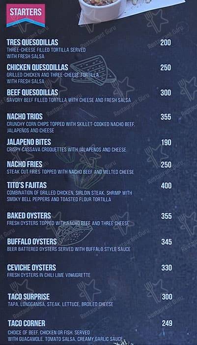 Menu at Tito's Fil-Mex Restaurant, Pasig