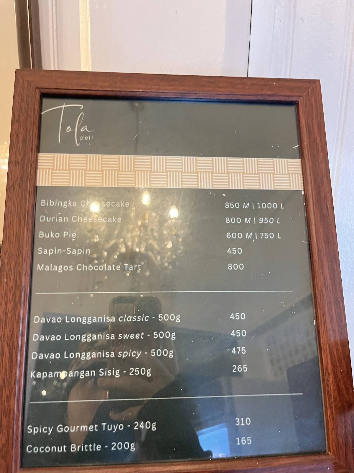 Menu at Tola, Kan-anan sa Balay Oboza restaurant, Davao City
