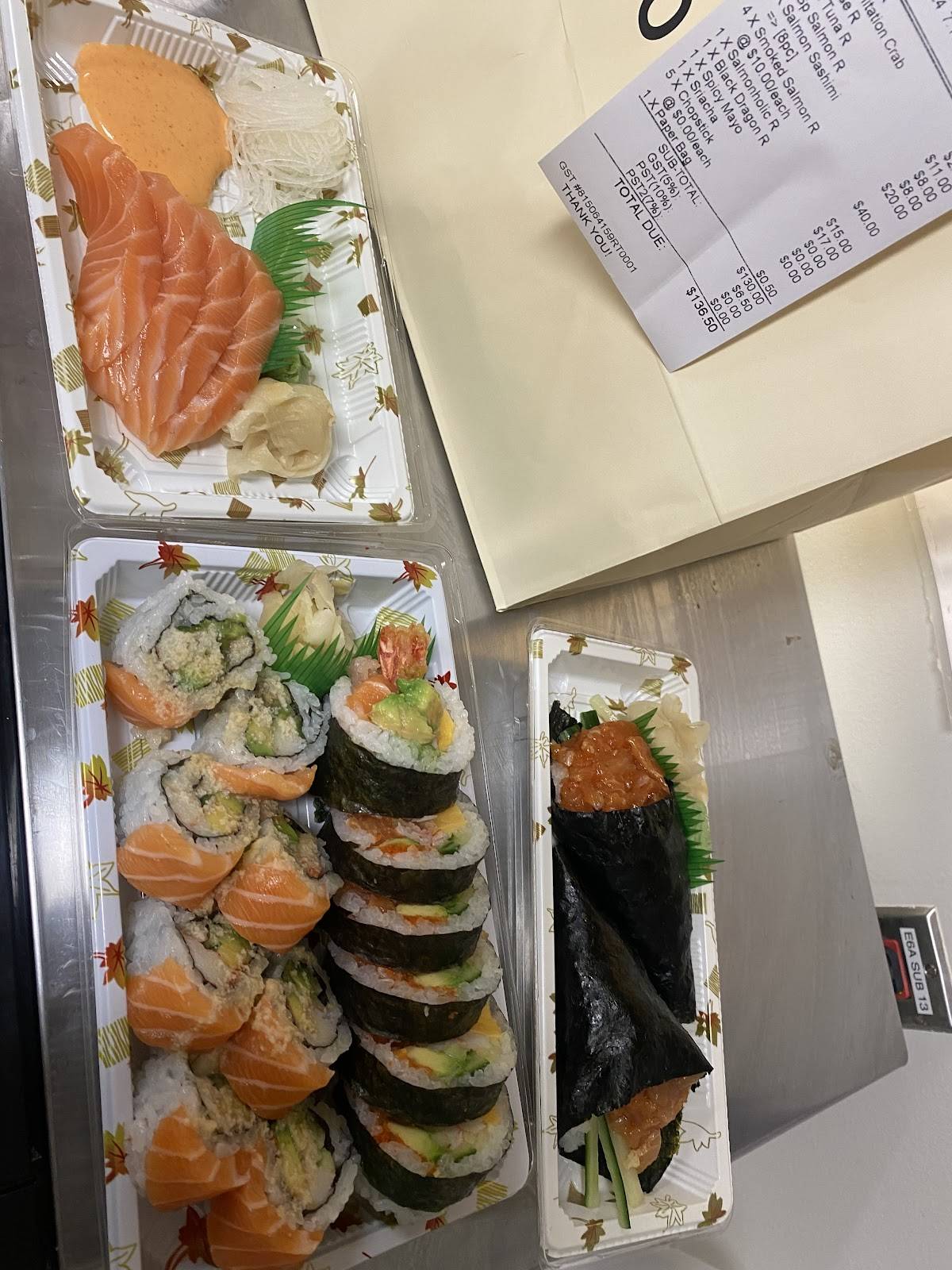 Menu at Tom Sushi restaurant, Vancouver