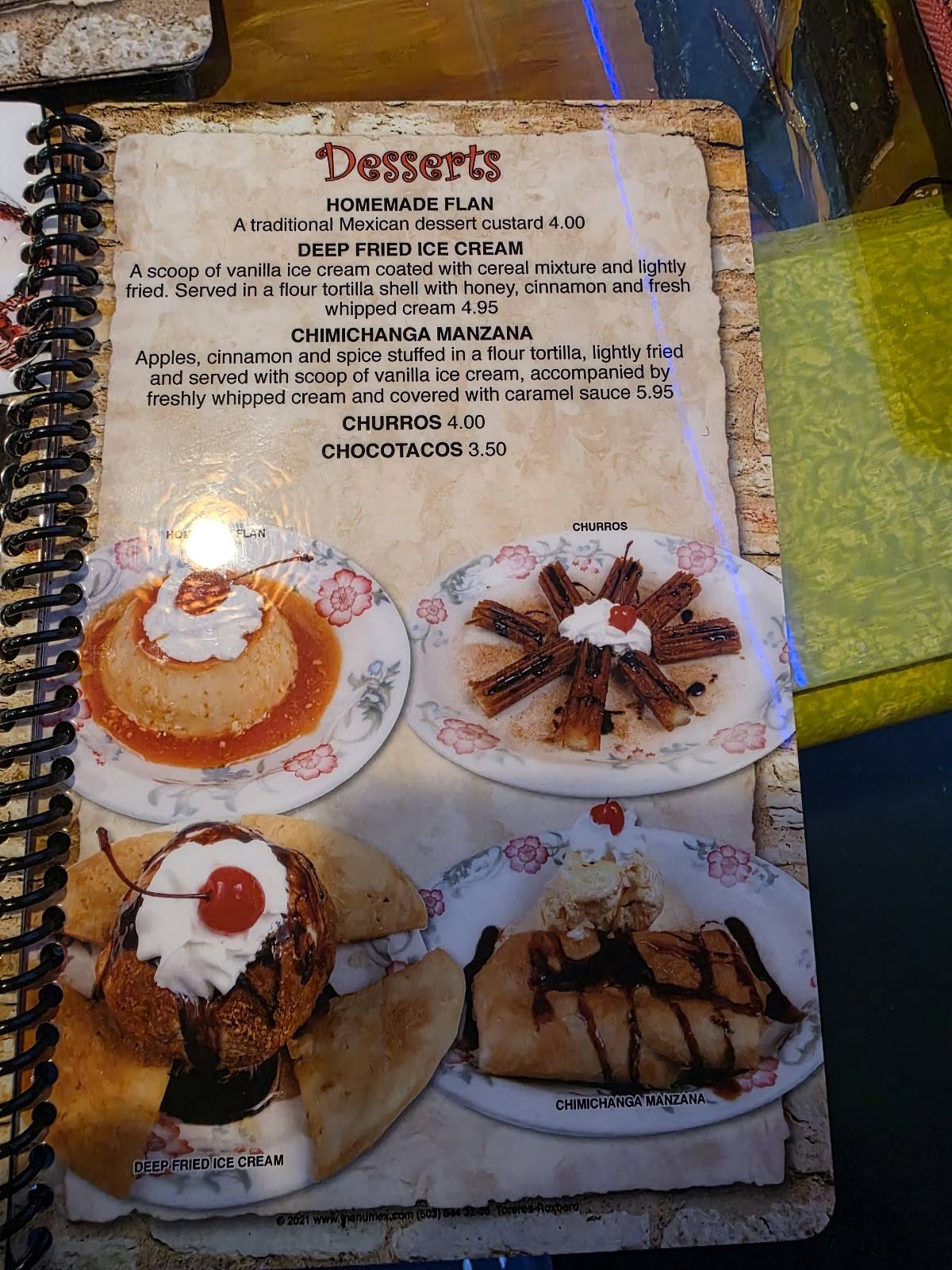 Menu at Torero's Mexican Restaurant, Roxboro, Madison Corners Shopping ...
