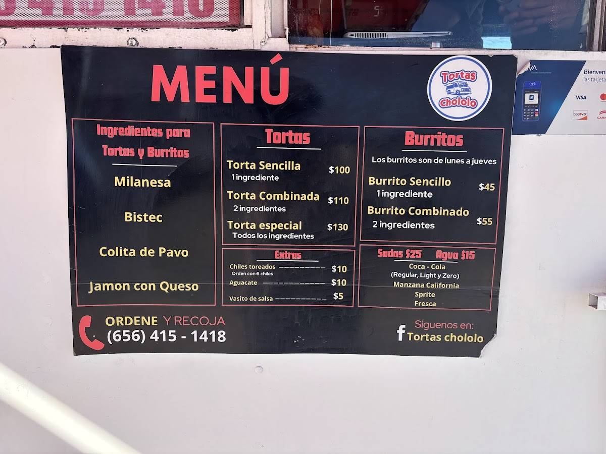 Carta del restaurante Tortas Chololo, Ciudad Juarez