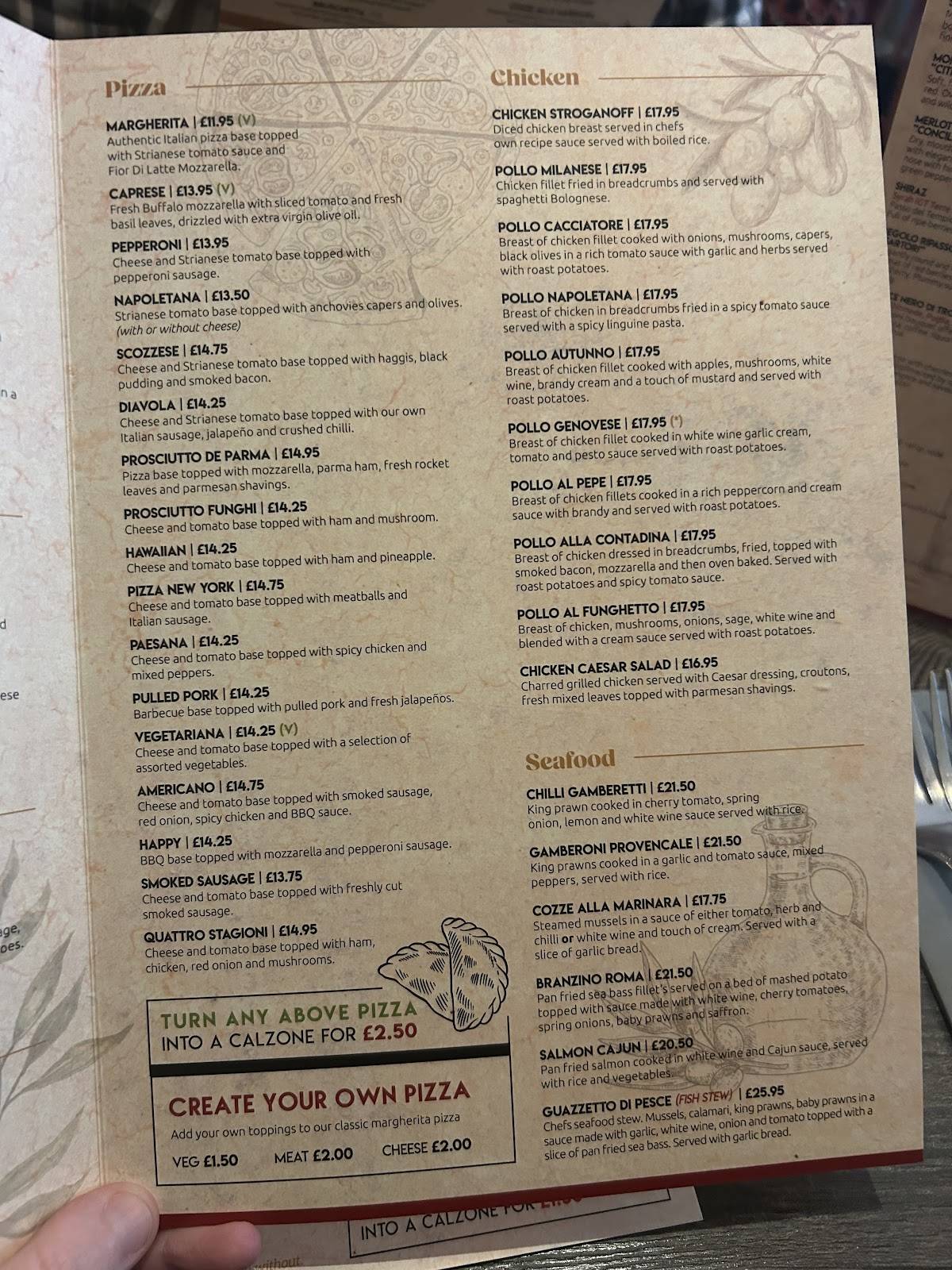 Menu at Trattoria Roma restaurant, Johnstone, 12-14 High St