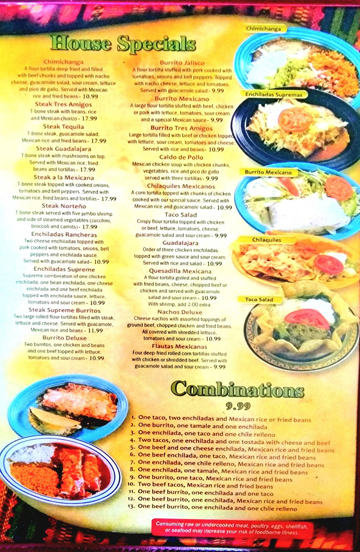 Menu at Tres Amigos Mexican Restaurant, McPherson