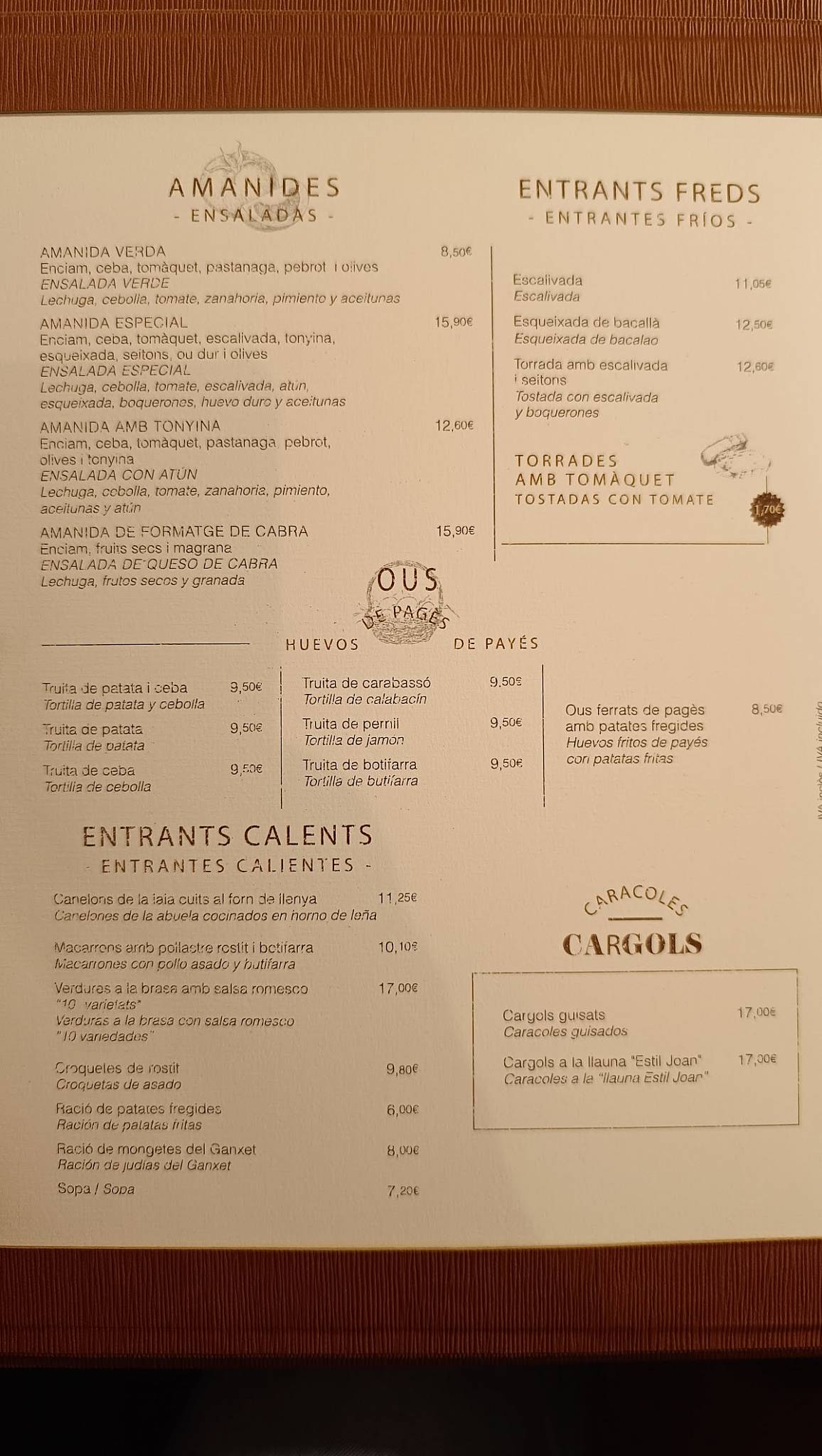 Carta de Restaurant Tres Turons, Arenys de Munt, Barri de Torrentbo 24