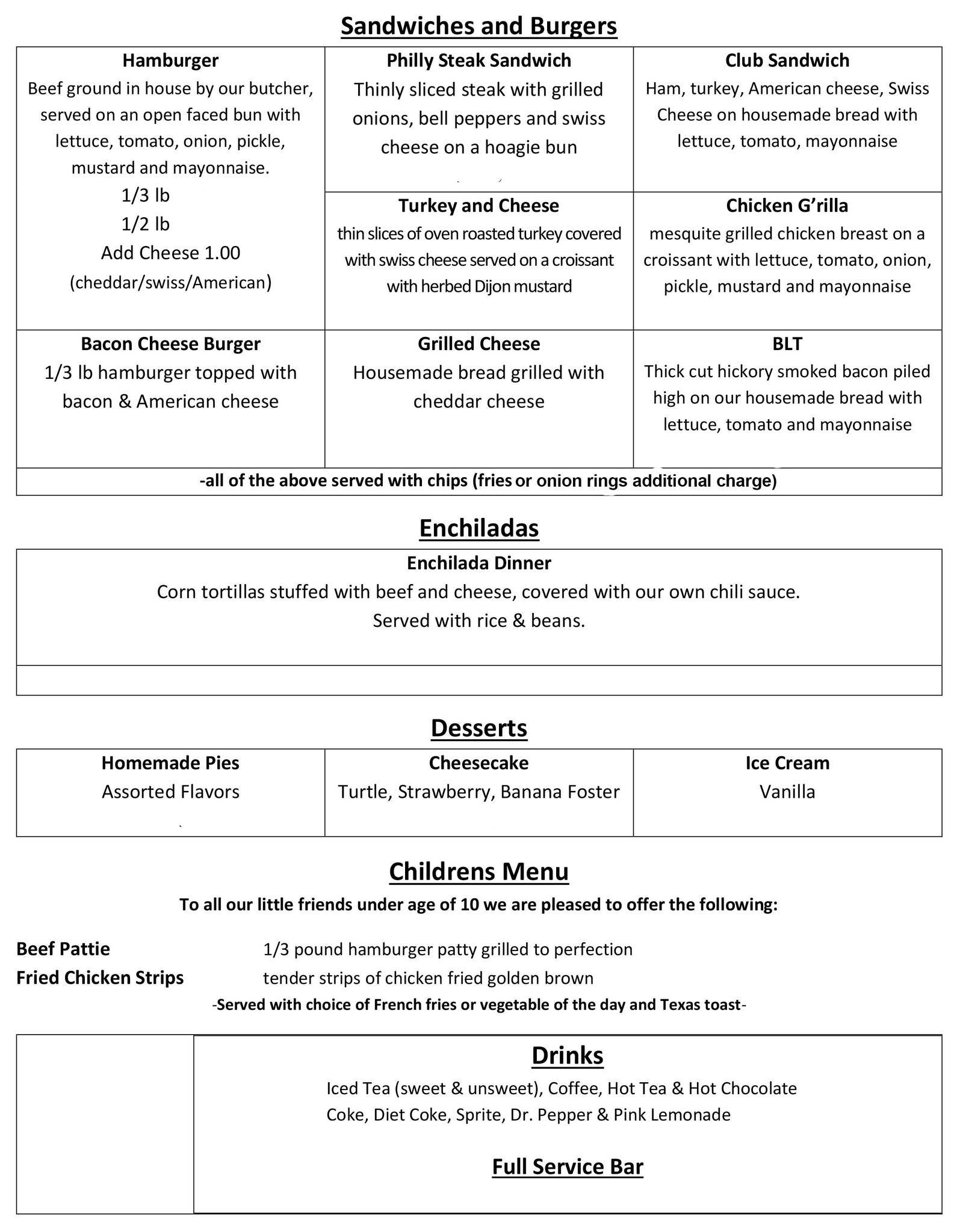 Menu at Triple C Steakhouse, Devine