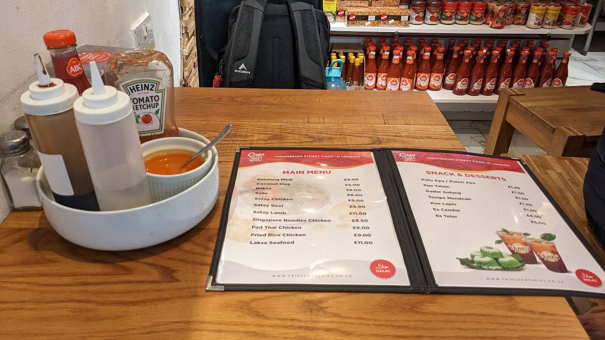 Menu at Triple Hot Spicy Café restaurant, London