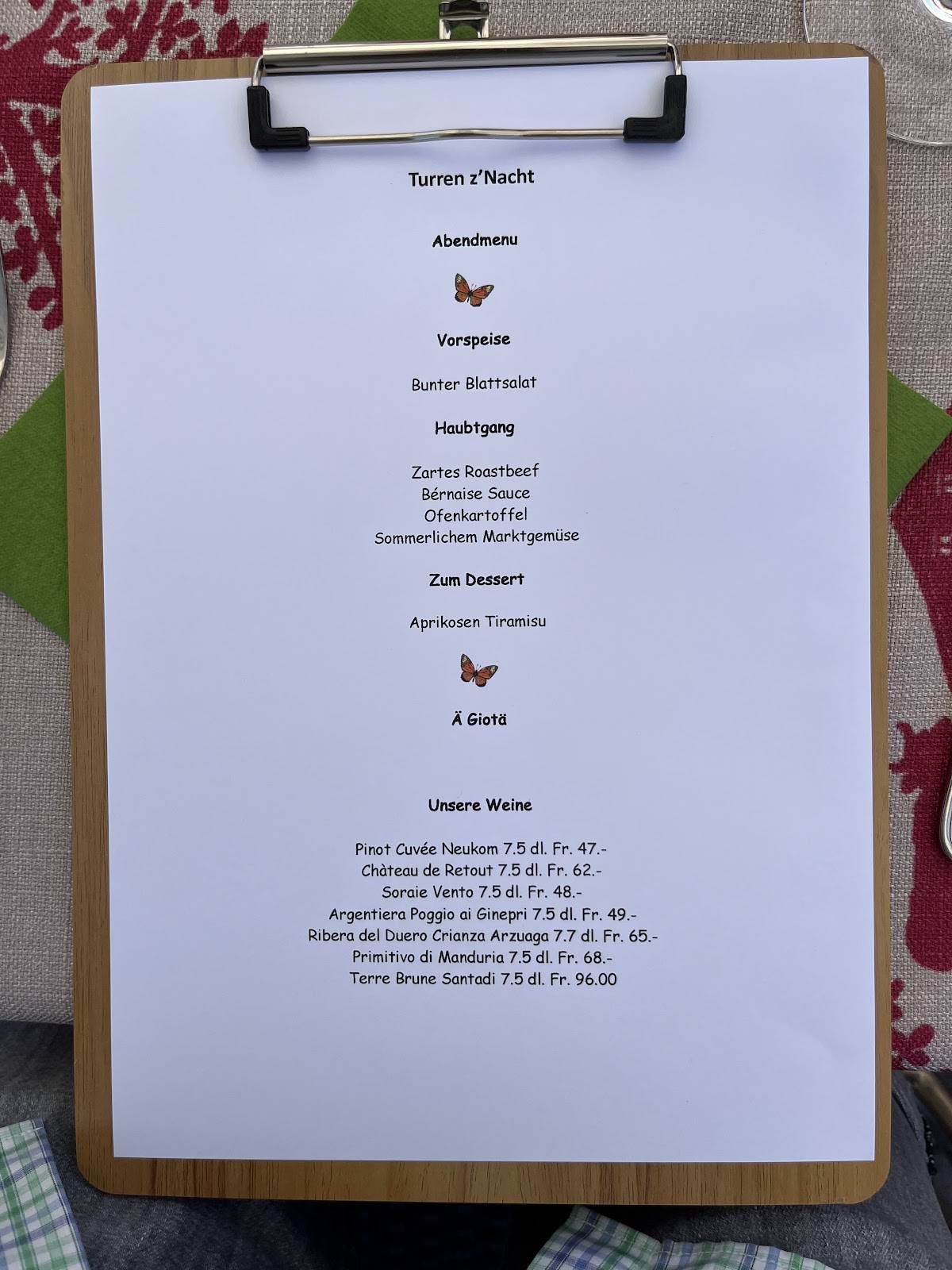 Speisekarte von Restaurant Turren, Lungern, Turren