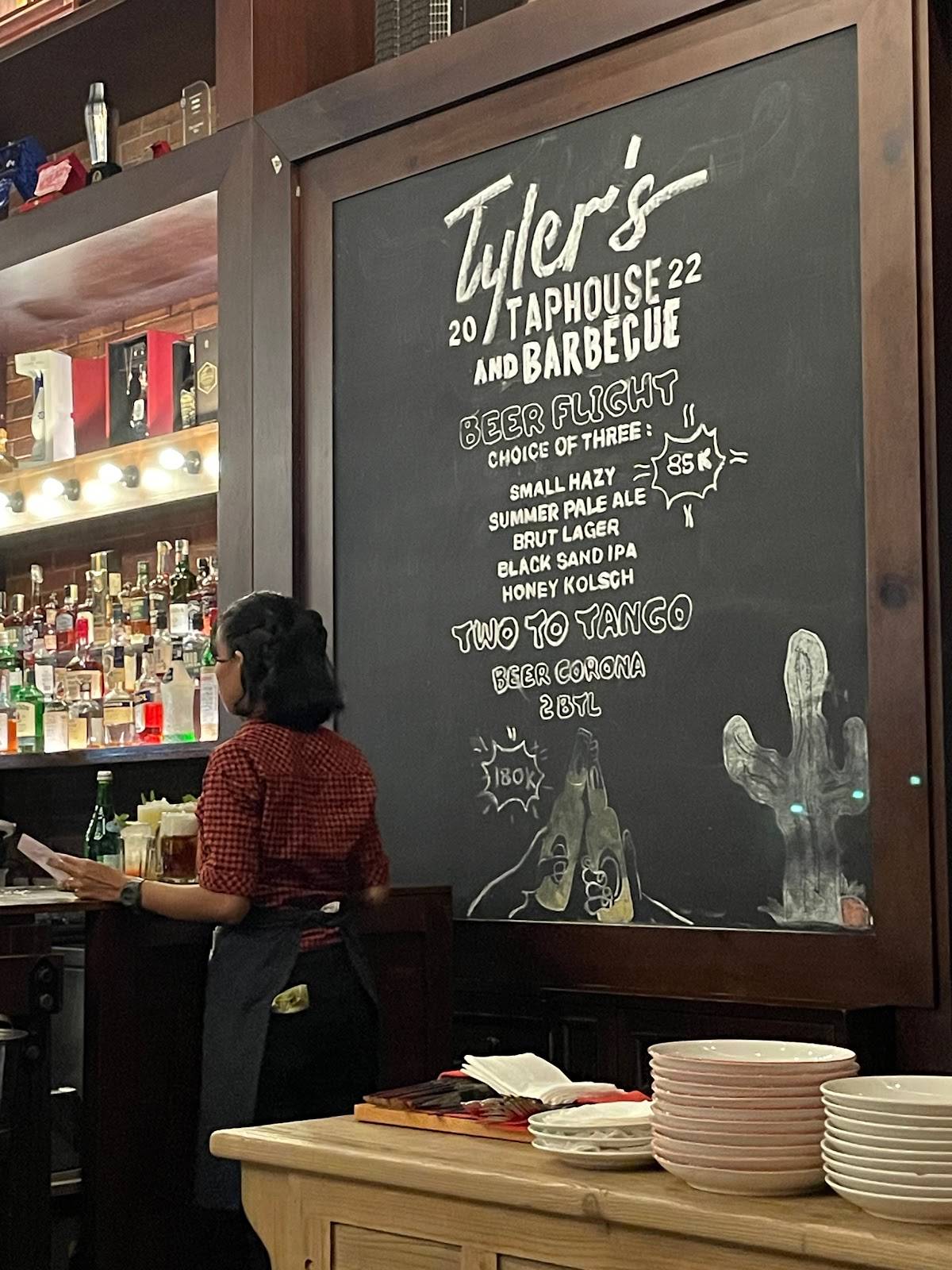 Menu at Tyler's Smoke House restaurant, Semarang
