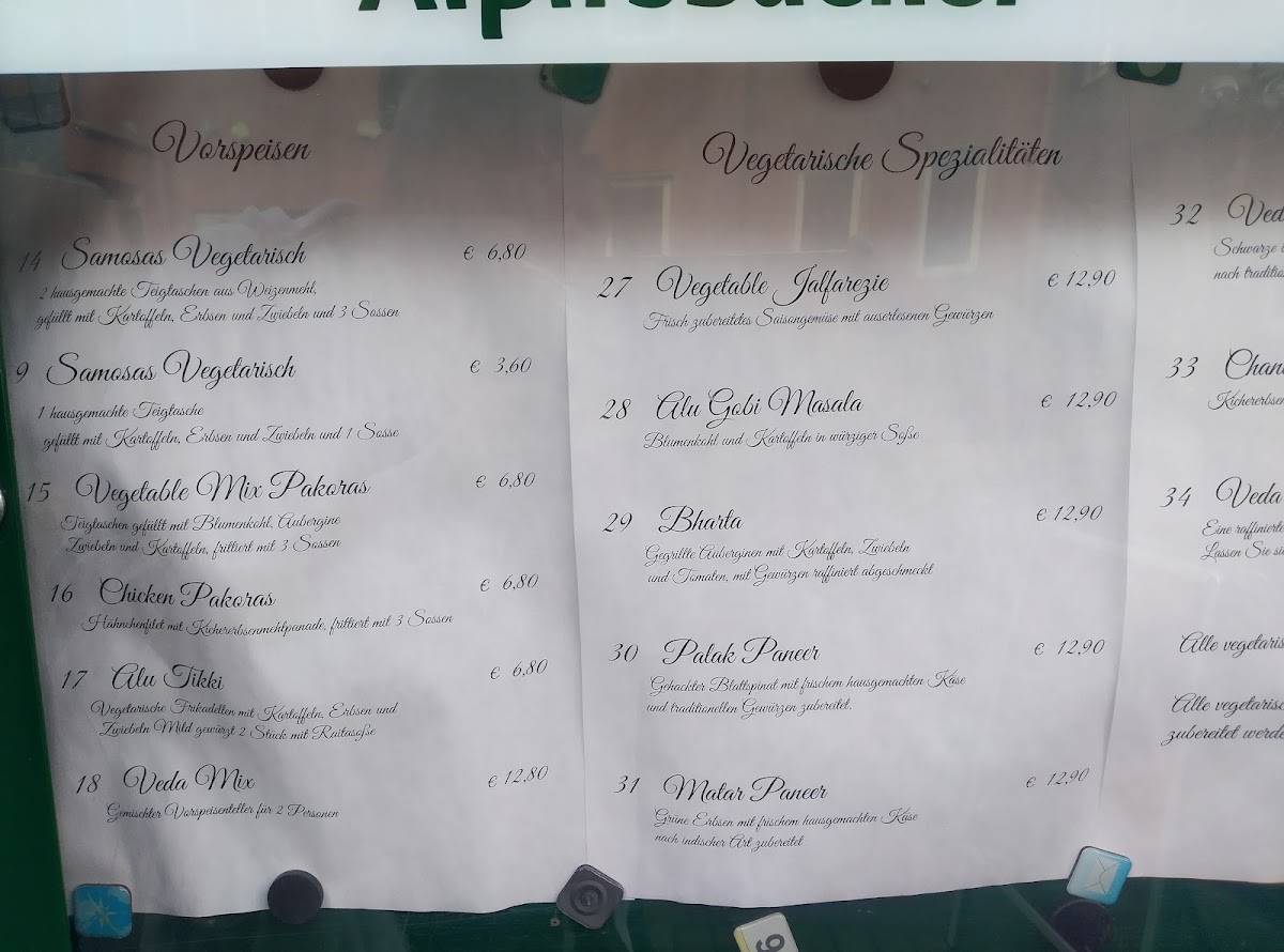 Speisekarte von Restaurant VEDA, Bad Liebenzell