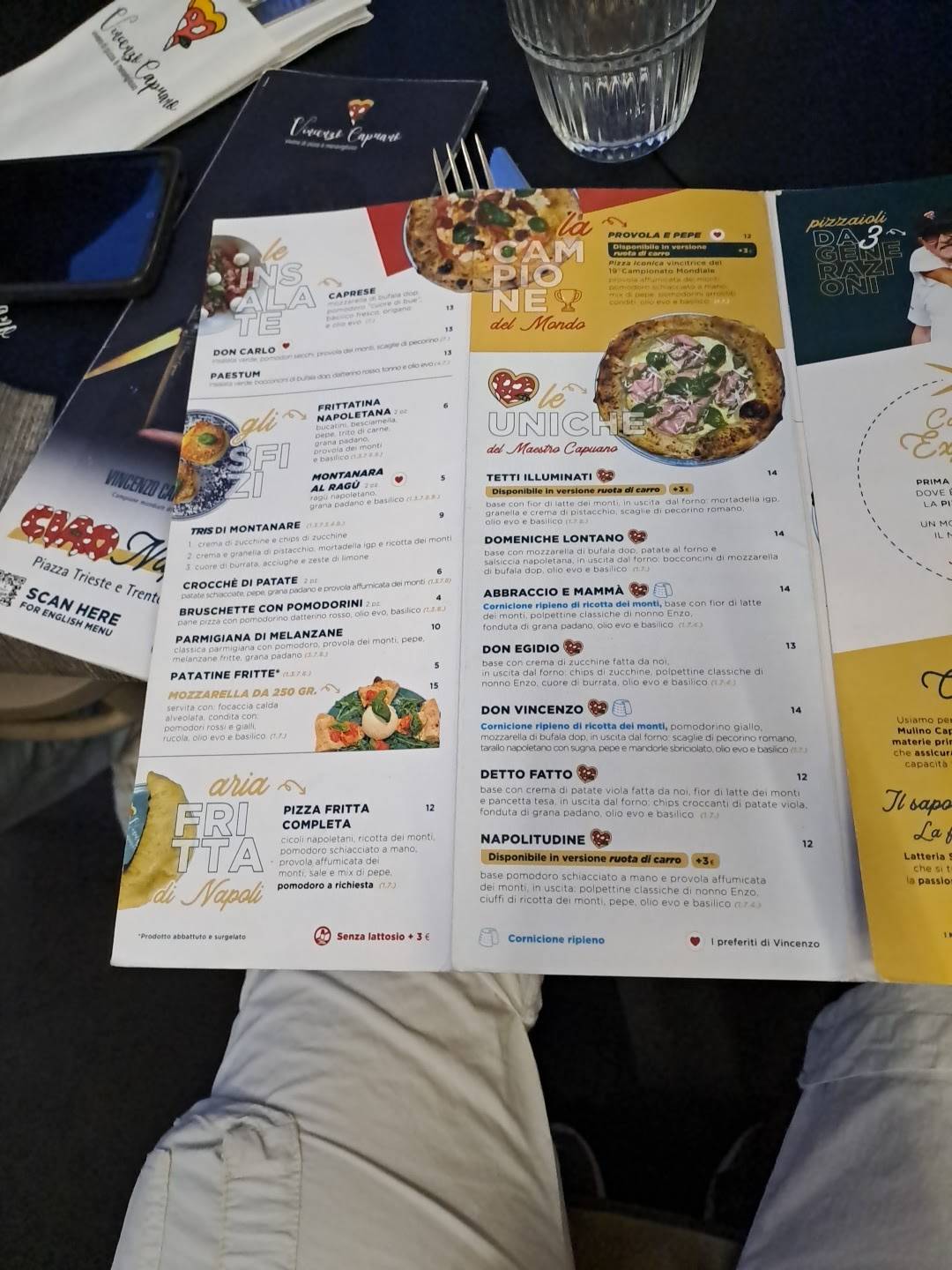 Menu at Vincenzo Capuano vivere di pizza é maraviglioso restaurant, Naples