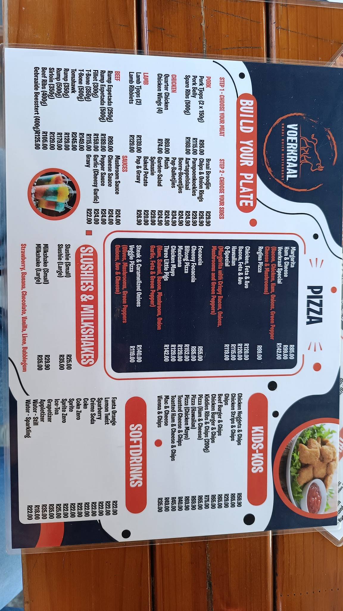 Menu at Voerkraal Restaurant, Meyerton