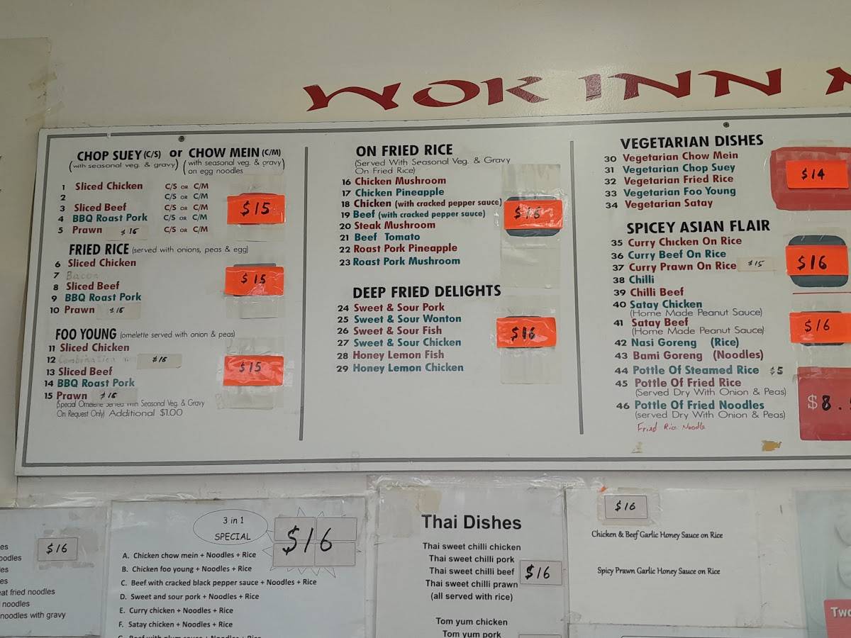 Menu at Wok Inn Chinese Takeaways restaurant, Christchurch