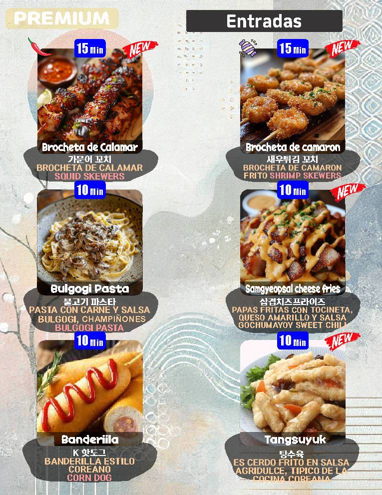 Carta de Won Korean BBQ & Grill, Monterrey, plaza kune