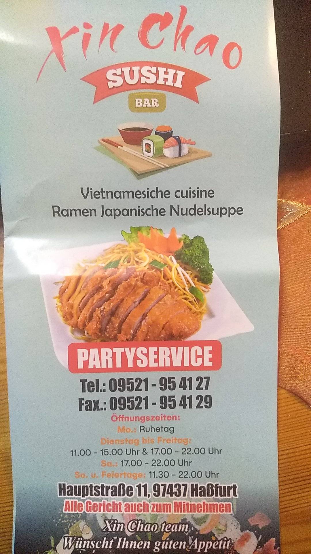 Speisekarte von Xin Chao Sushi Bar Haßfurt, Haßfurt