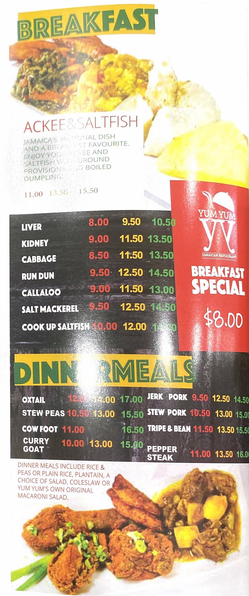 Menu at Yum Yum Restaurant, Brampton, 21 George St N
