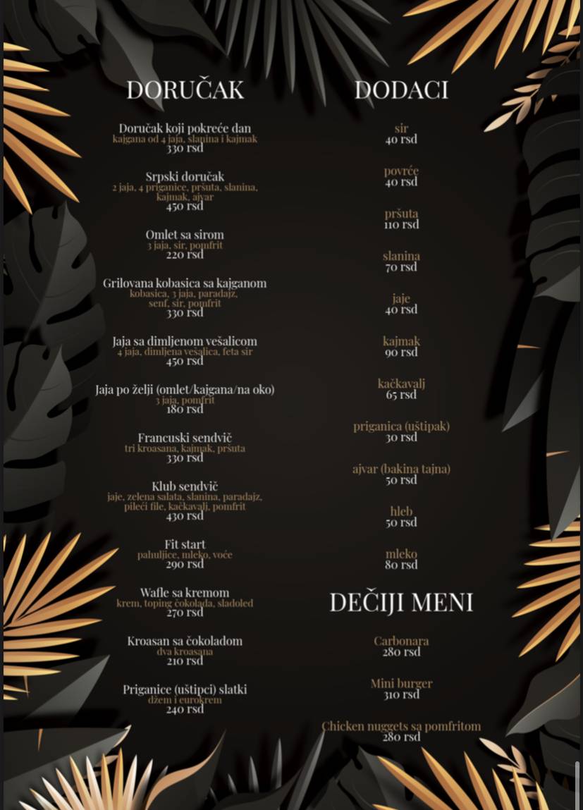 Menu at Zona Lounge Bar/Restoran, Obrenovac