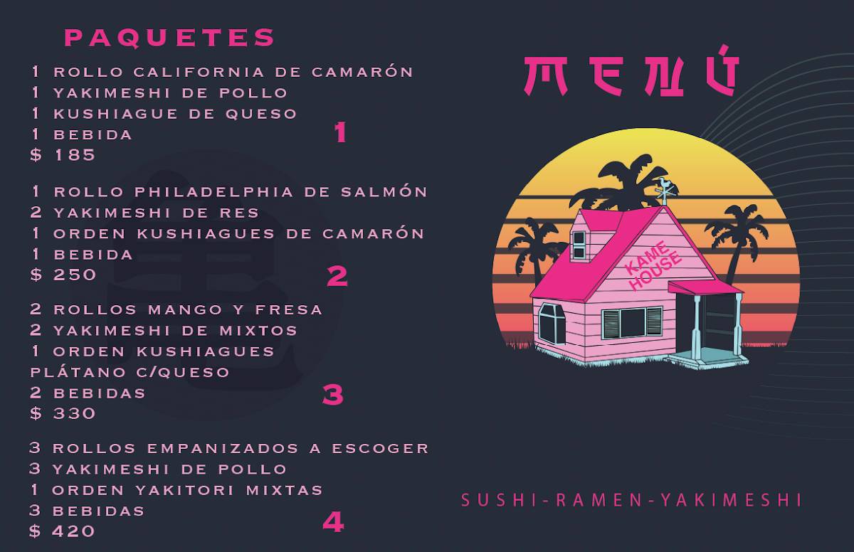 Menu at kame house JM restaurant, Ecatepec de Morelos
