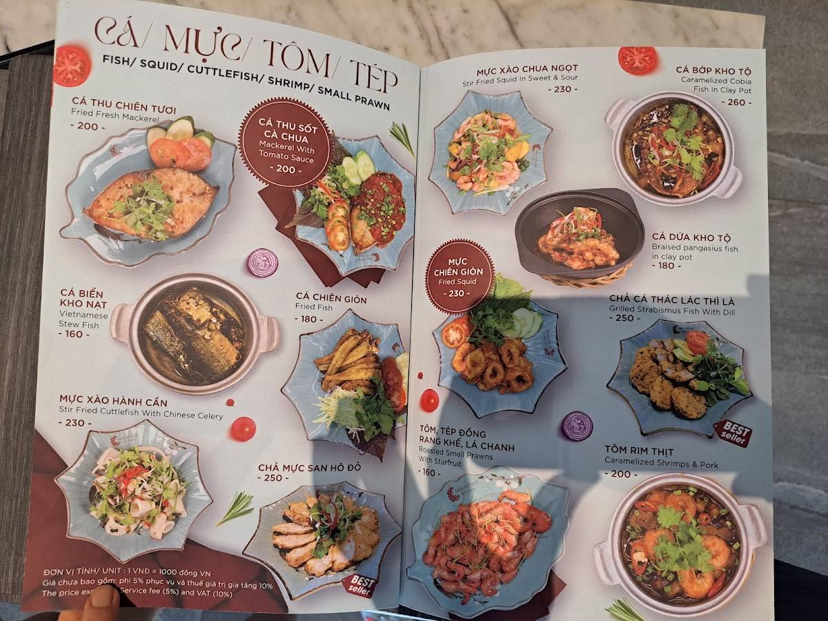 Menu at nhà hàng san hô đỏ hồ tràm restaurant, Vietnam