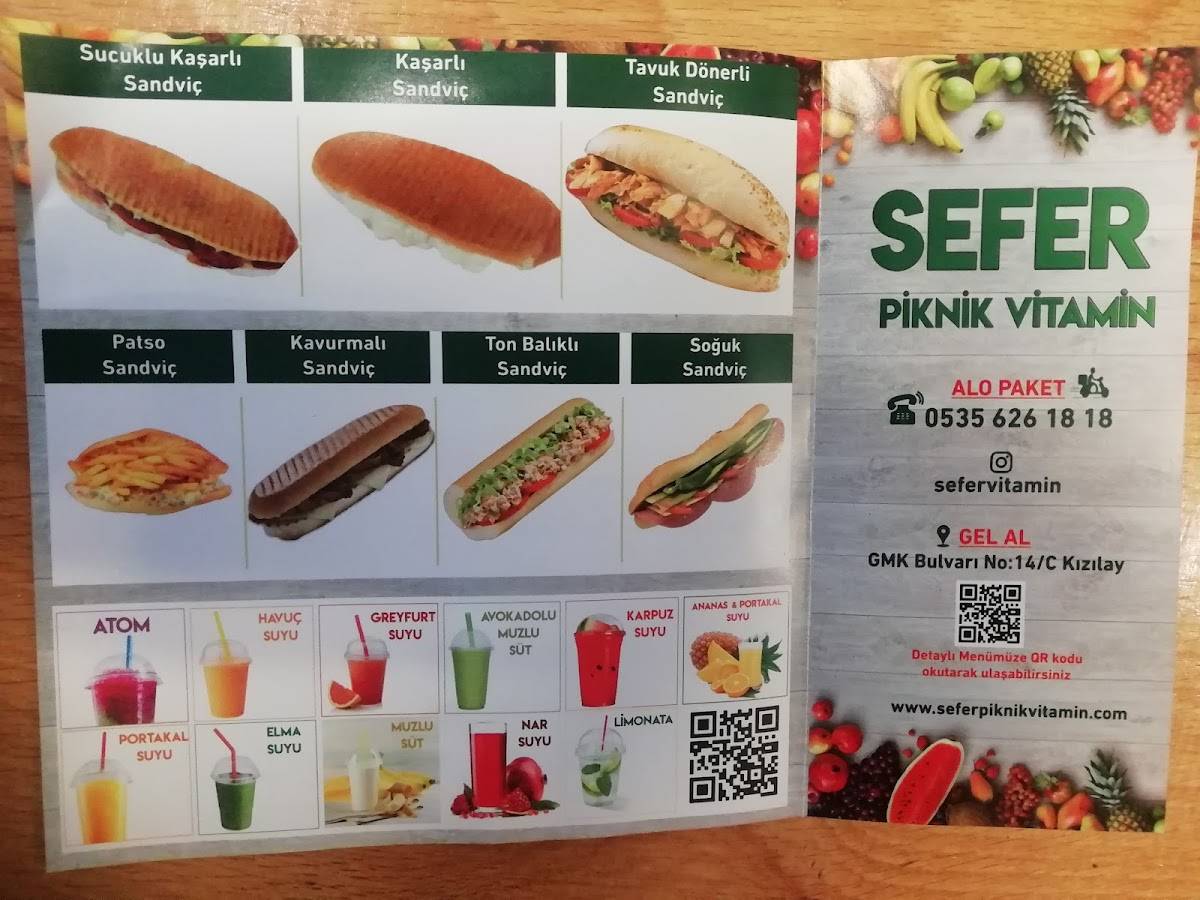 Menu at sefer piknik, Ankara, Gazi Mustafa Kemal Blv. No:14