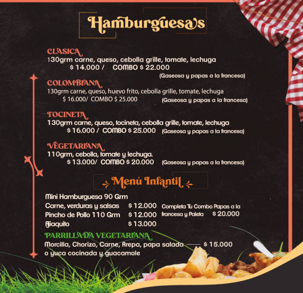 Carta de Restaurante Campestre El Tablazo Parrilla Picnic, Bogotá ...