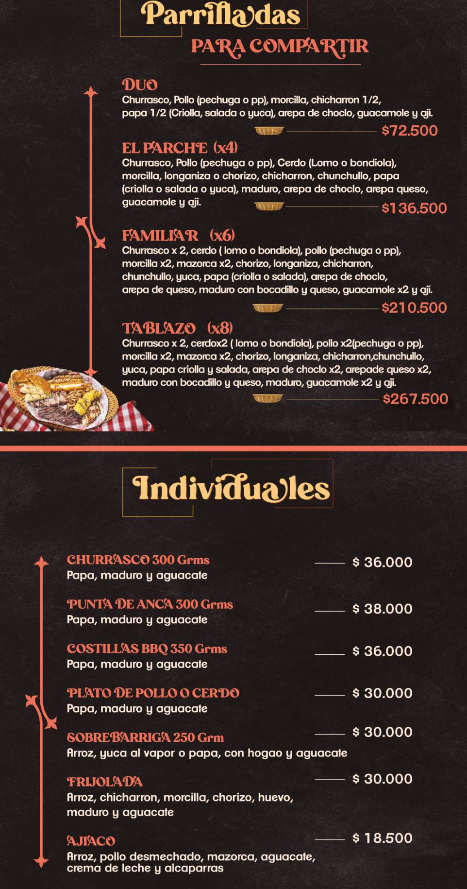 Carta de Restaurante Campestre El Tablazo Parrilla Picnic, Bogotá ...
