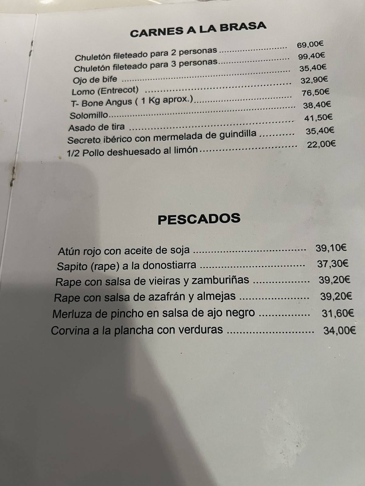 Carta de Restaurante De María - Felíx Boix, Madrid, C. de Félix Boix