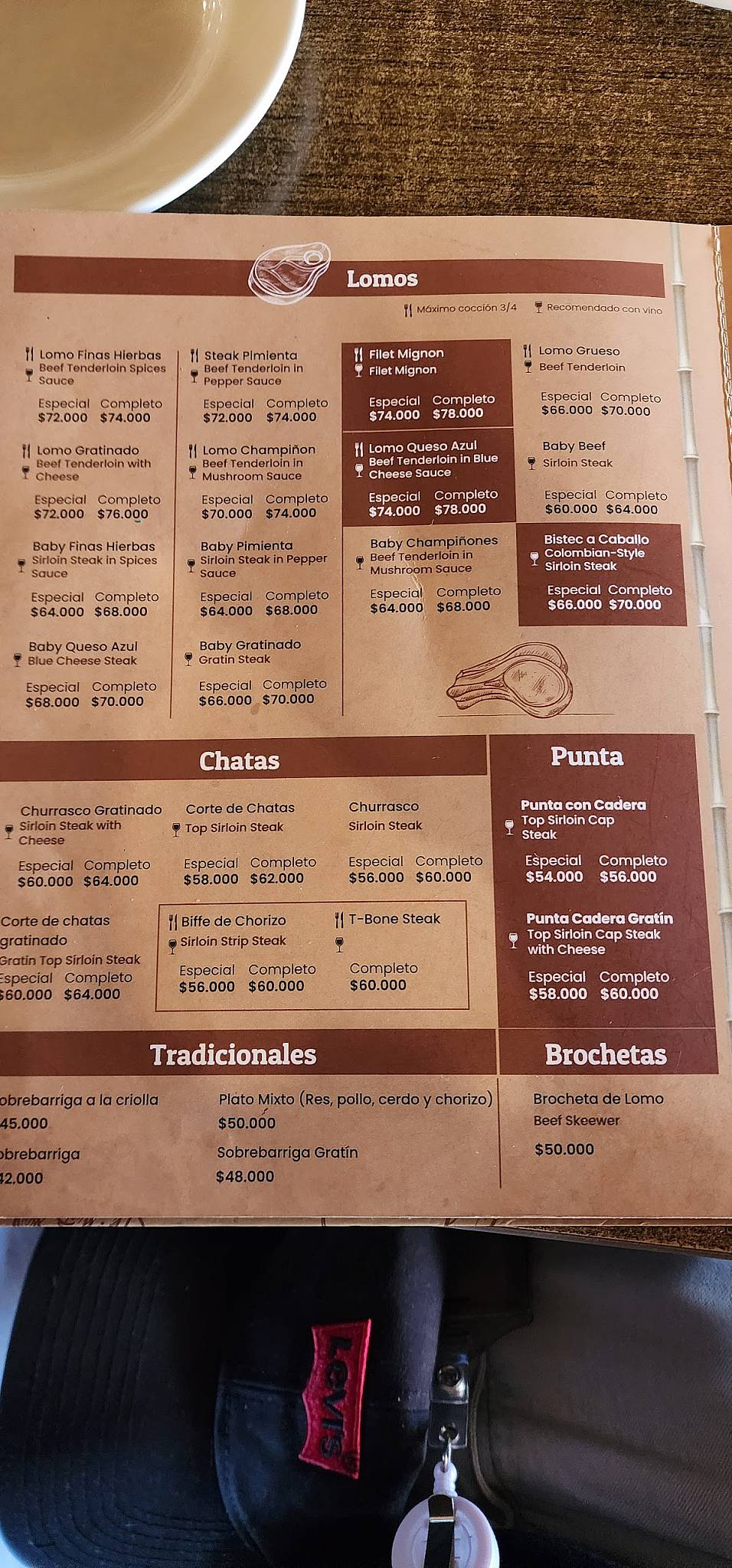 Carta de Restaurante Las Violetas, Tocancipá