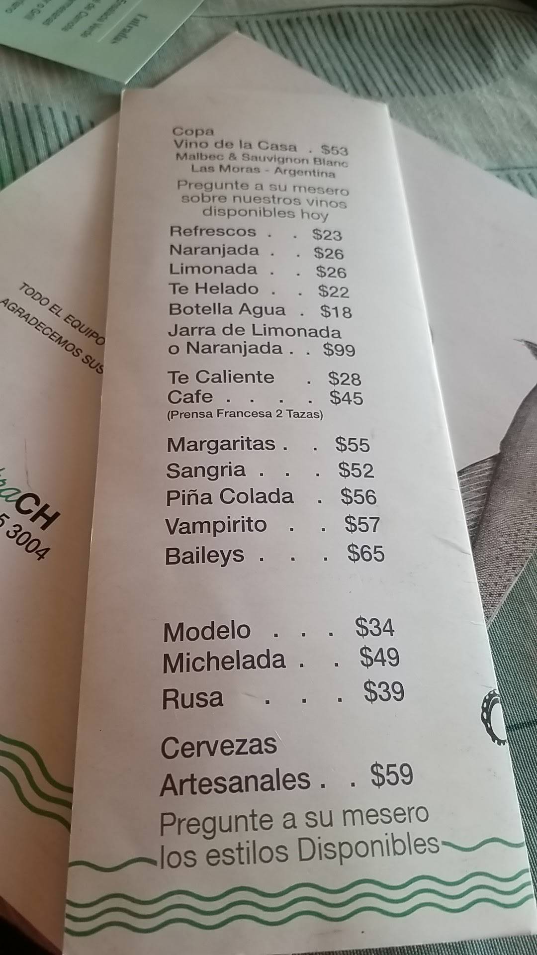 Menu at Restaurante Letra CH, Chapala